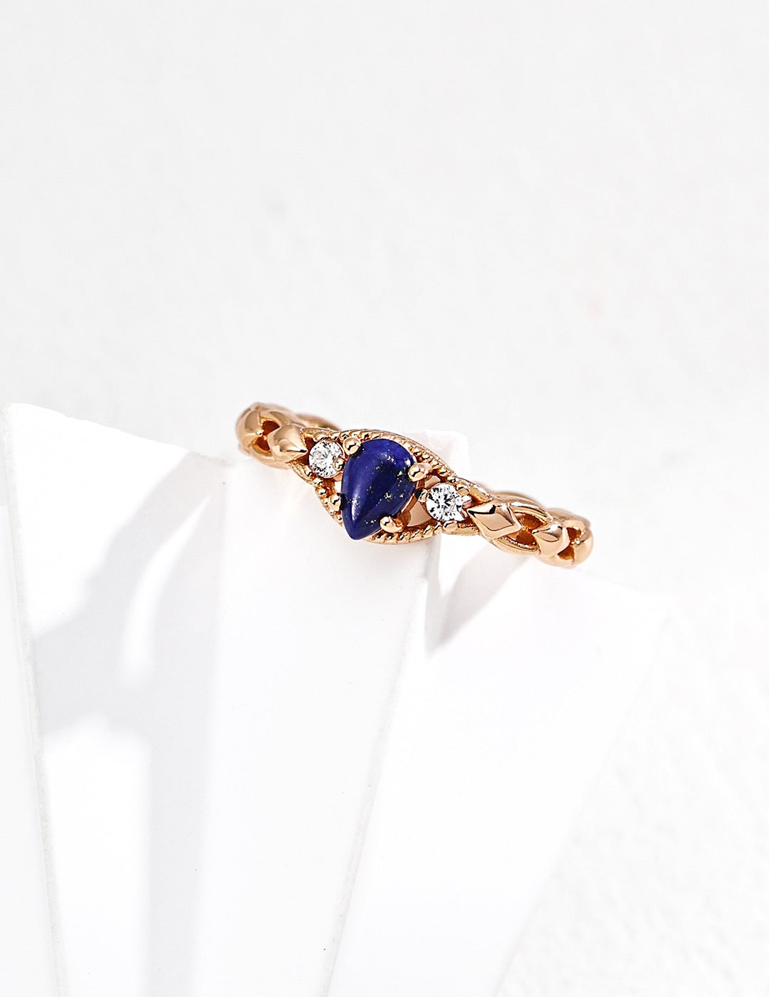 S925 Vintage Open Ring – Lapis Lazuli / Mother of Pearl / Zircon – Rolling Cheese LLC
